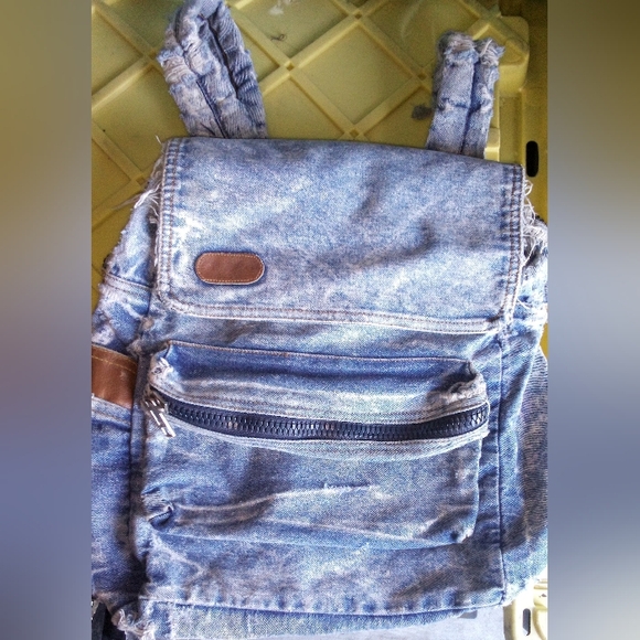 Class Act | Bags | Vintage 99s Denim Backpack Blue Jean Back Pack ...